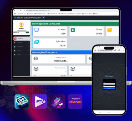 NOVO PAINEL IPTV XTREAM SERVE V9 2025 - Loja Scriptstore